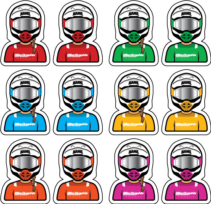 Motocross Rider Cartoon Decals - BikeGraphix